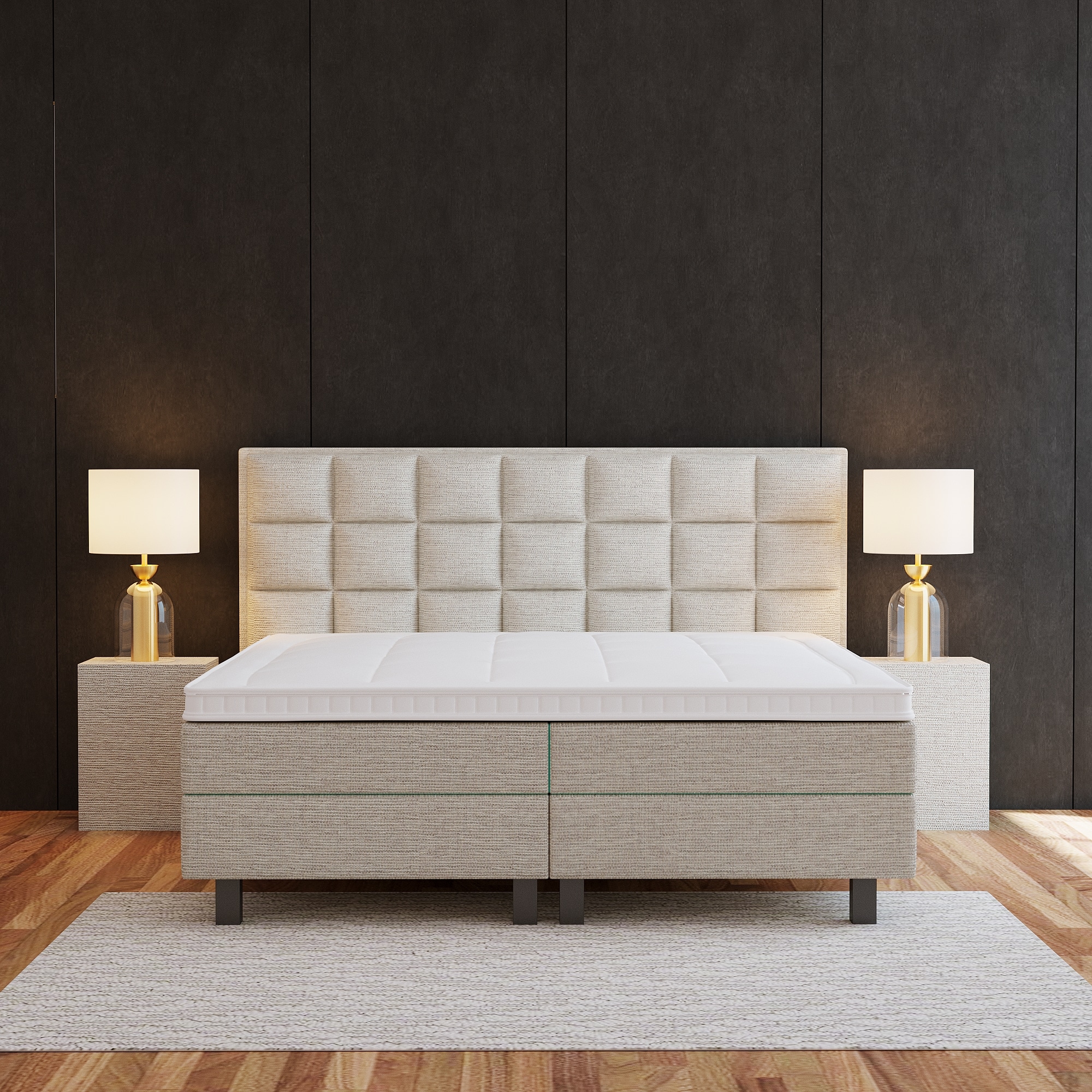 OP VOORRAAD | Boxspring Florence | 160x200cm | Beige koopt u bij ...